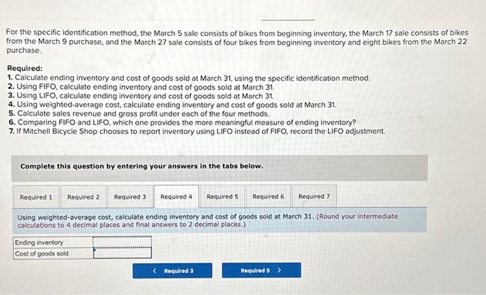 For the specific identification method, the March 5 | Chegg.com