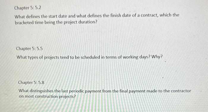 Solved What defines the start date and what defines the | Chegg.com