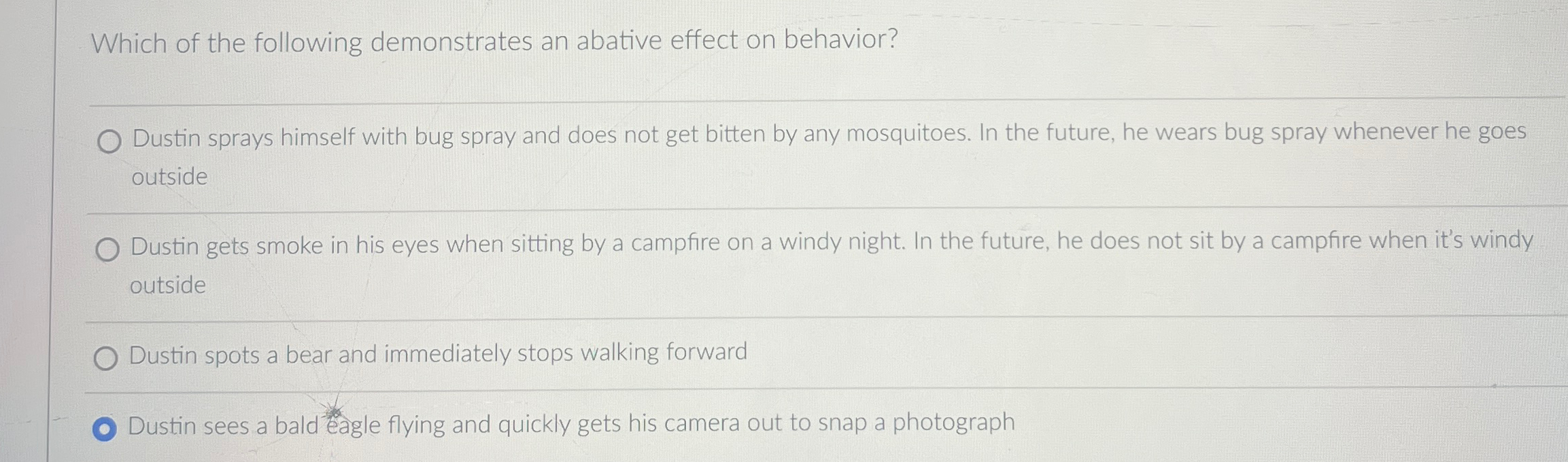 Solved Which of the following demonstrates an abative effect | Chegg.com