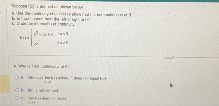 Solved Suppose f(x) is defined as shown below. a. Use, the | Chegg.com
