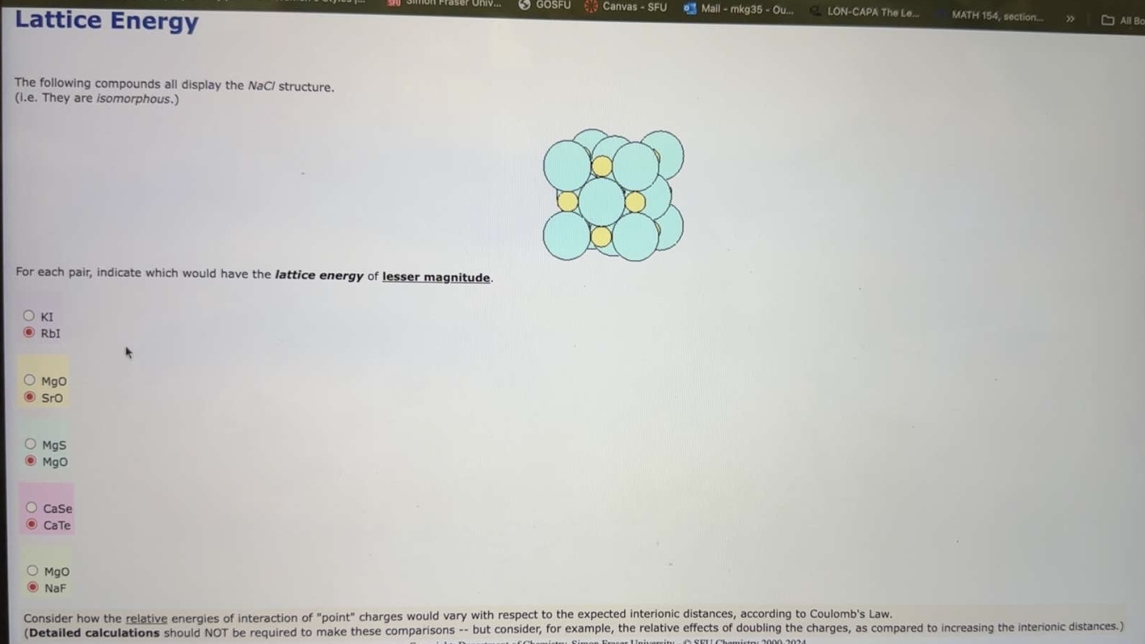 Solved Lattice EnergyThe following compounds all display the | Chegg.com