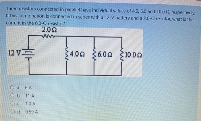 Solved Three resistors connected in parallel have individual | Chegg.com