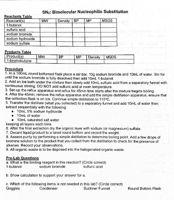 Solved SN2: Bimolecular Nucleophilic Substitution MW Density | Chegg.com