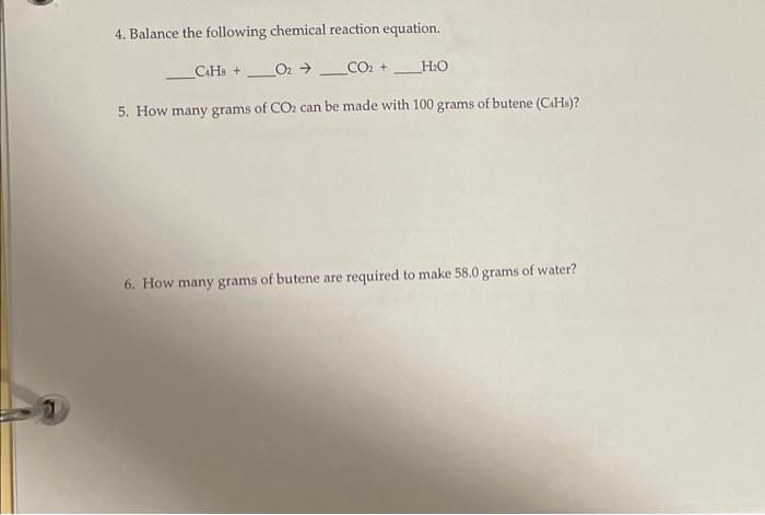 Solved 4. Balance the following chemical reaction equation. | Chegg.com