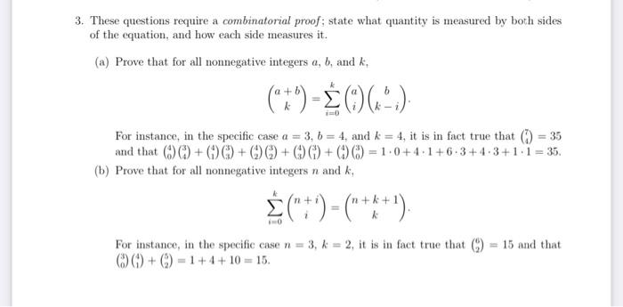 Solved 3 These Questions Require A Combinatorial Proof