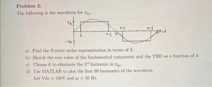 Solved Problem 2: The following is the waveform for vac, a) | Chegg.com