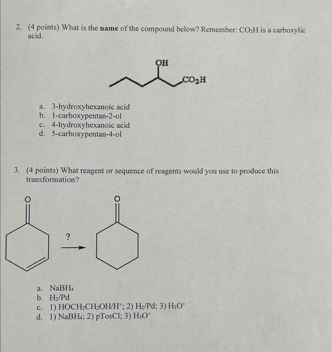 Solved 2. (4 points) What is the name of the compound below? | Chegg.com