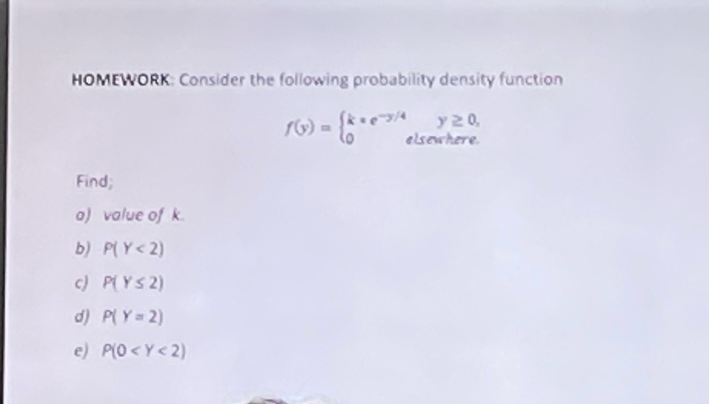 Solved HOMEWORK: Consider the following probability density | Chegg.com