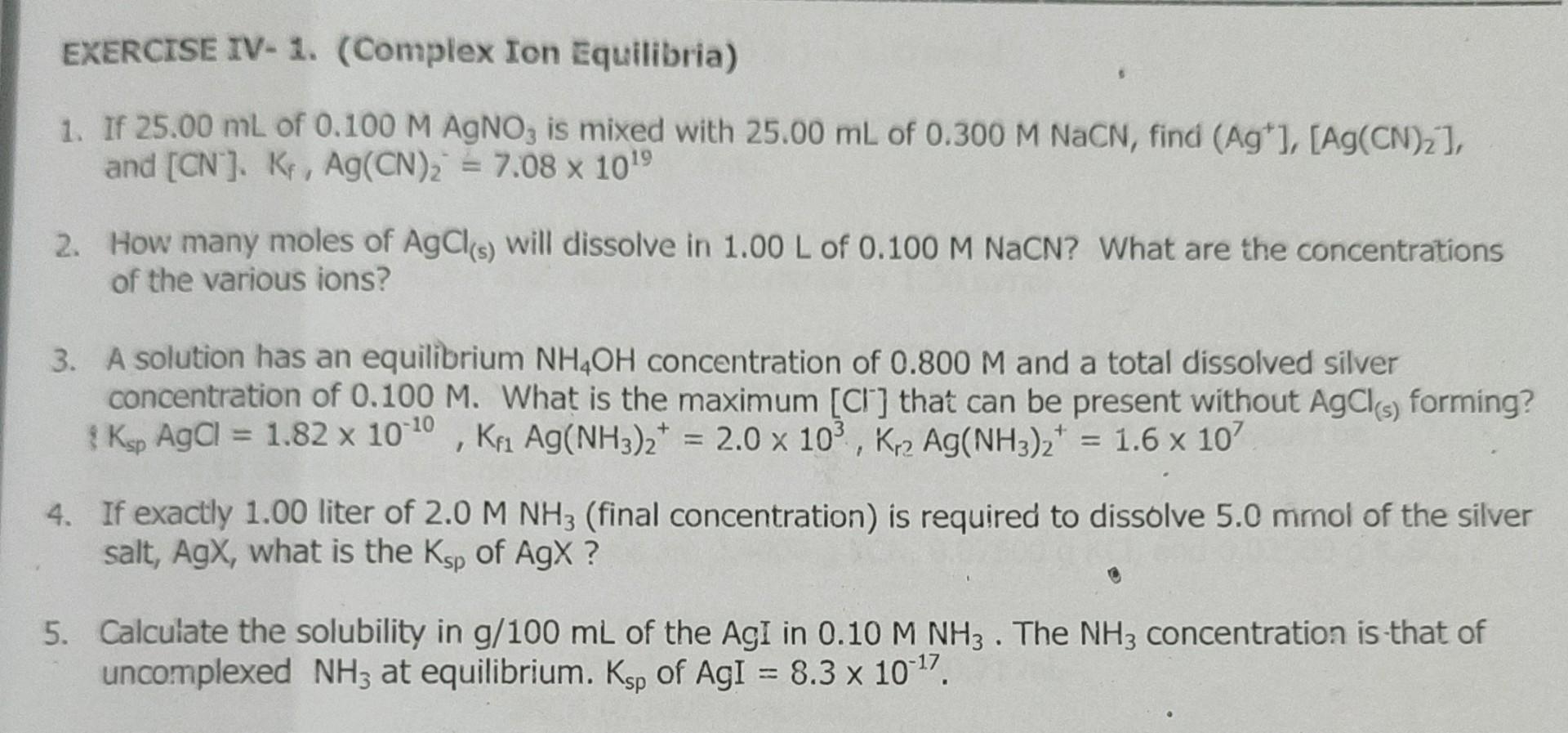 Solved 1. If 25.00 mL of 0.100MAgNO3 is mixed with 25.00 mL | Chegg.com