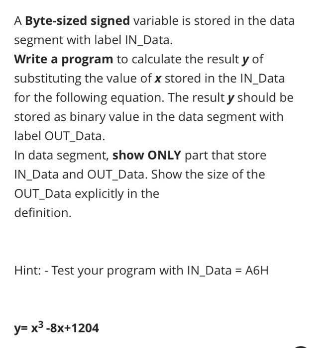 Solved A Byte-sized signed variable is stored in the data | Chegg.com