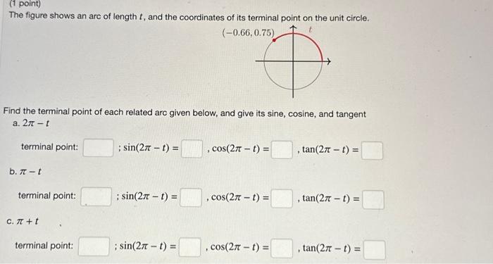 Solved The figure shows an arc of length t, and the | Chegg.com