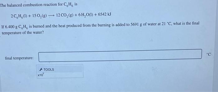 Solved The Balanced Combustion Reaction For C6h6 Is