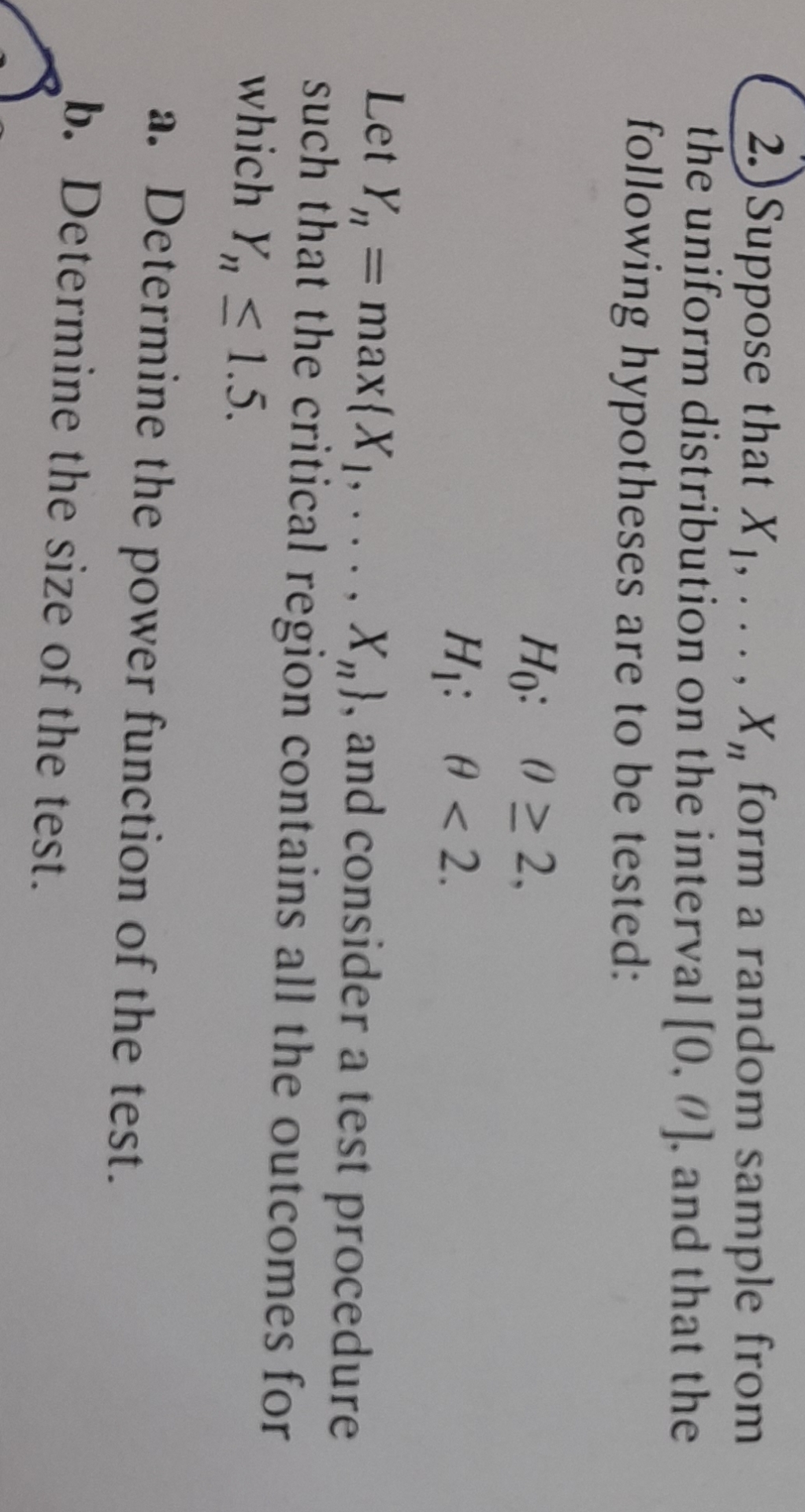 Solved by an EXPERT 2.) ﻿Suppose that x1,dots,xn ﻿form a random sample | Chegg.com