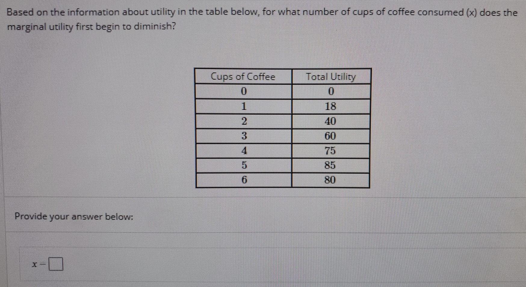 Solved Based on the information about utility in the table | Chegg.com