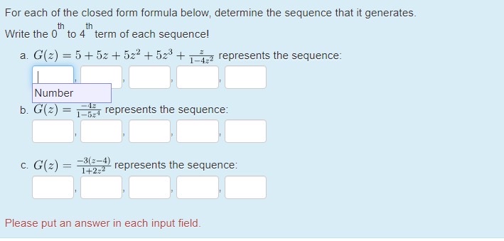 Solved For each of the closed form formula below, determine | Chegg.com