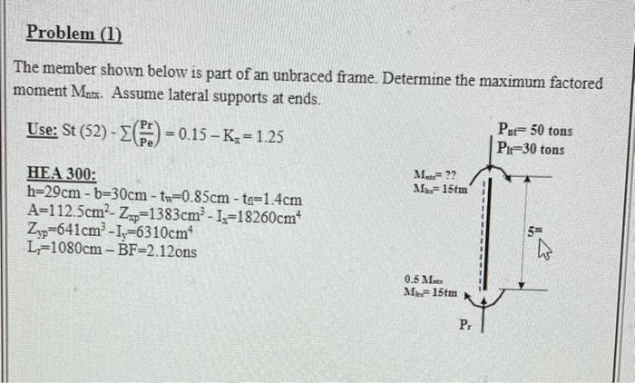 Problem (1) The member shown below is part of an | Chegg.com