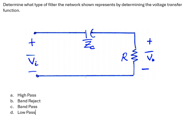 Solved Determine what type of filter the network shown | Chegg.com