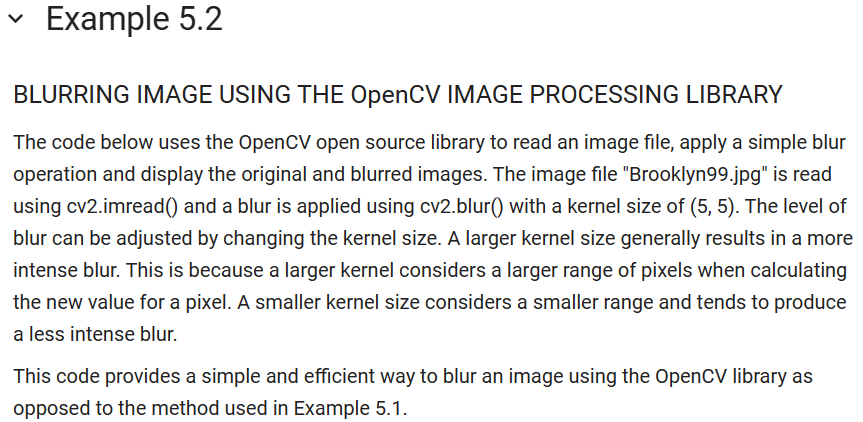Solved Example 5.2BLURRING IMAGE USING THE OpenCV IMAGE | Chegg.com