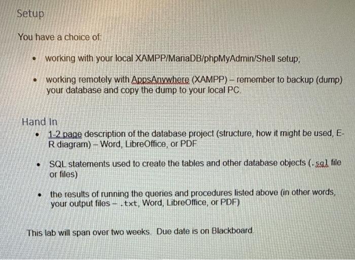 Solved Using Mysql Database Project Introduction Create A