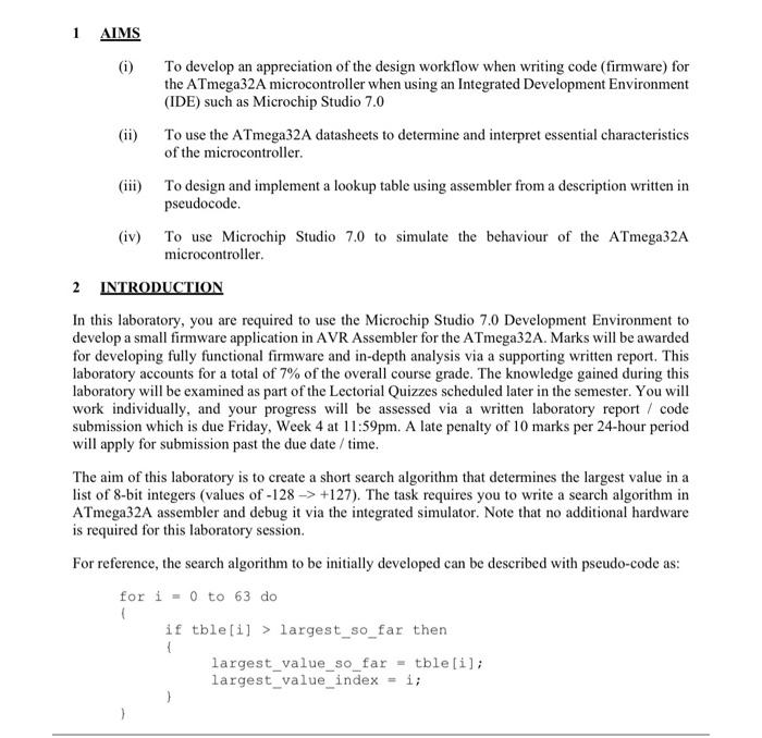 Solved 1 AIMS (i) To develop an appreciation of the design | Chegg.com