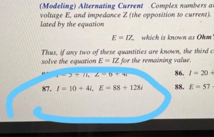 Solved (Modeling) Alternating Current Complex numbers a a | Chegg.com