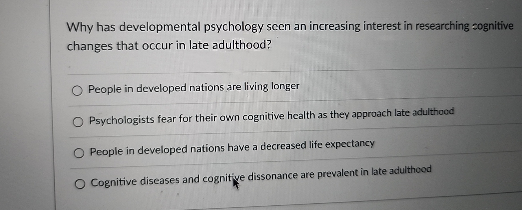 Solved Why has developmental psychology seen an increasing | Chegg.com