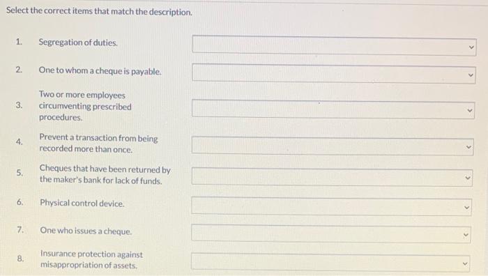 Solved Select the correct items that match the description. | Chegg.com