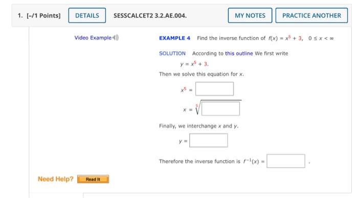 Solved EXAMPLE 4 Find the inverse function of | Chegg.com