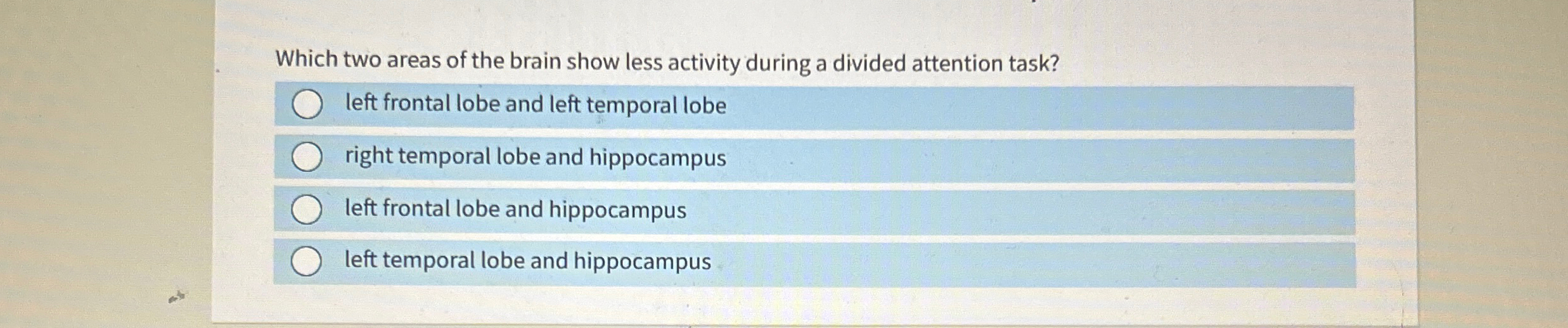 Solved Which two areas of the brain show less activity | Chegg.com