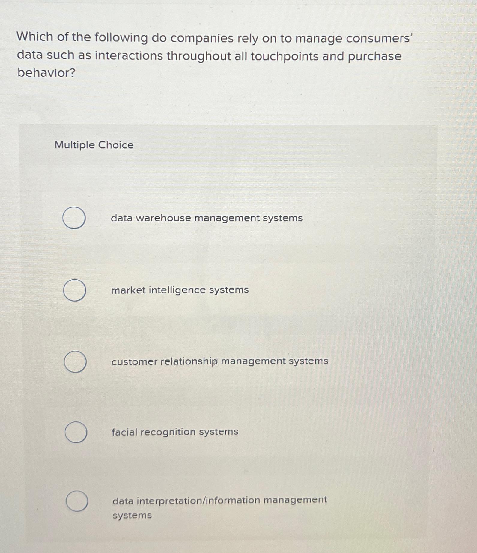 Solved Which of the following do companies rely on to manage | Chegg.com