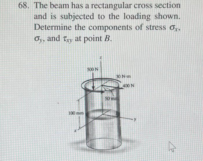 Solved 68 The Beam Has A Rectangular Cross Section And Is