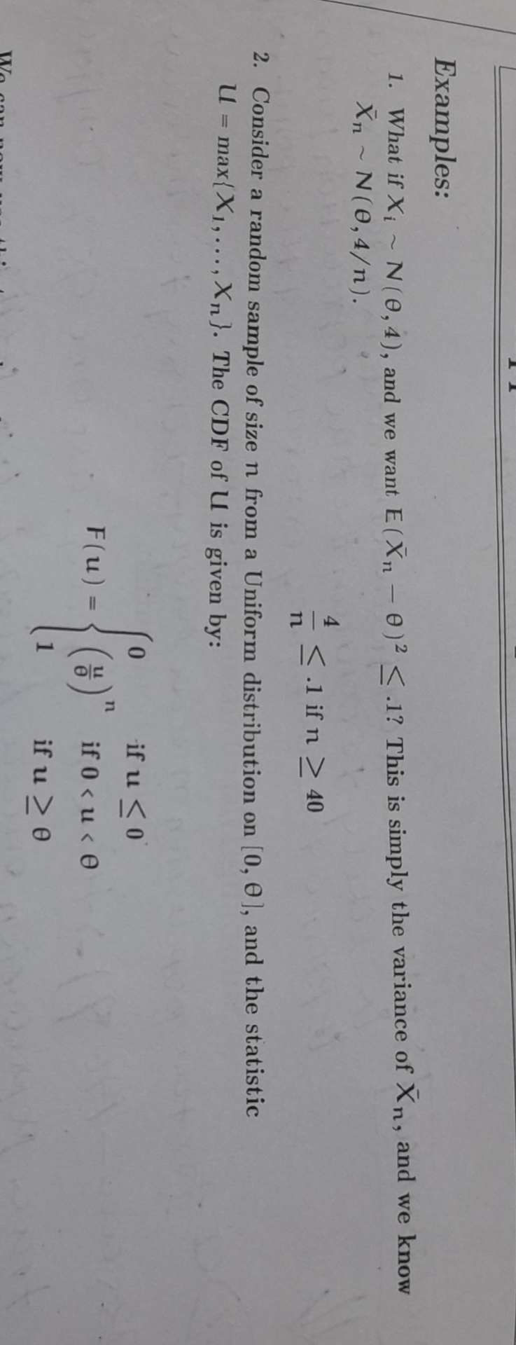 Solved Examples:What if xi∼N(θ,4), ﻿and we want | Chegg.com