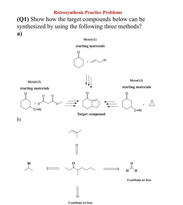 Solved Retrosynthesis Practice Problems (Q1) Show how the | Chegg.com