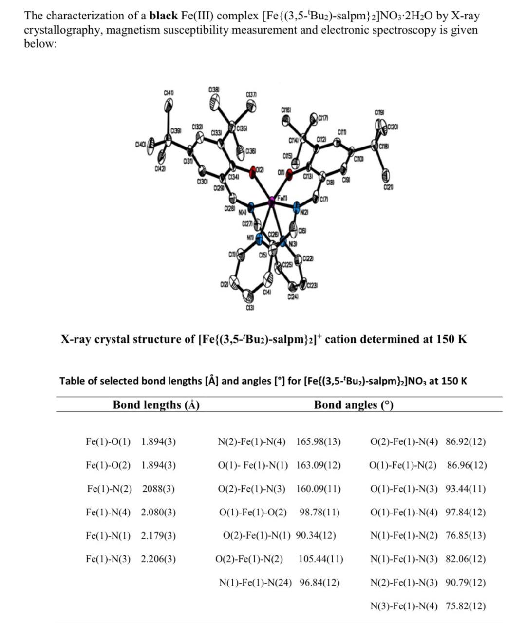 Solved The characterization of a black Fe(III) complex | Chegg.com