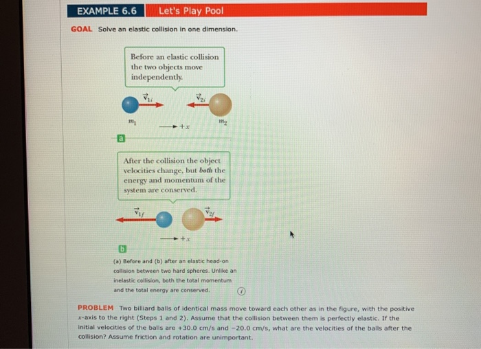 Solved EXAMPLE 6.6 Let's Play Pool GOAL Solve an elastic | Chegg.com