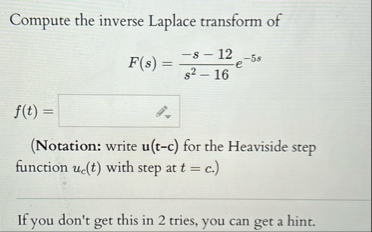 Solved Compute the inverse Laplace transform | Chegg.com