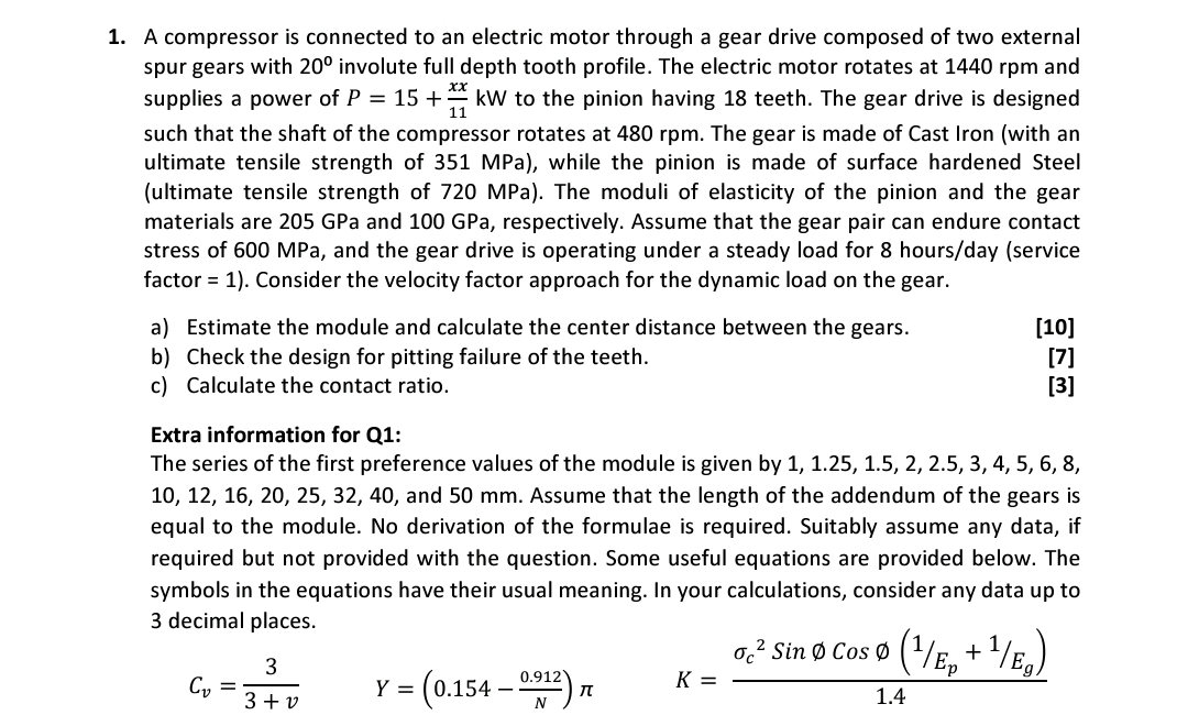 Solved A compressor is connected to an electric motor | Chegg.com