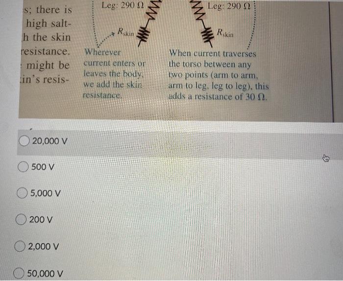 Solved Below is the resistance model of the human body from | Chegg.com