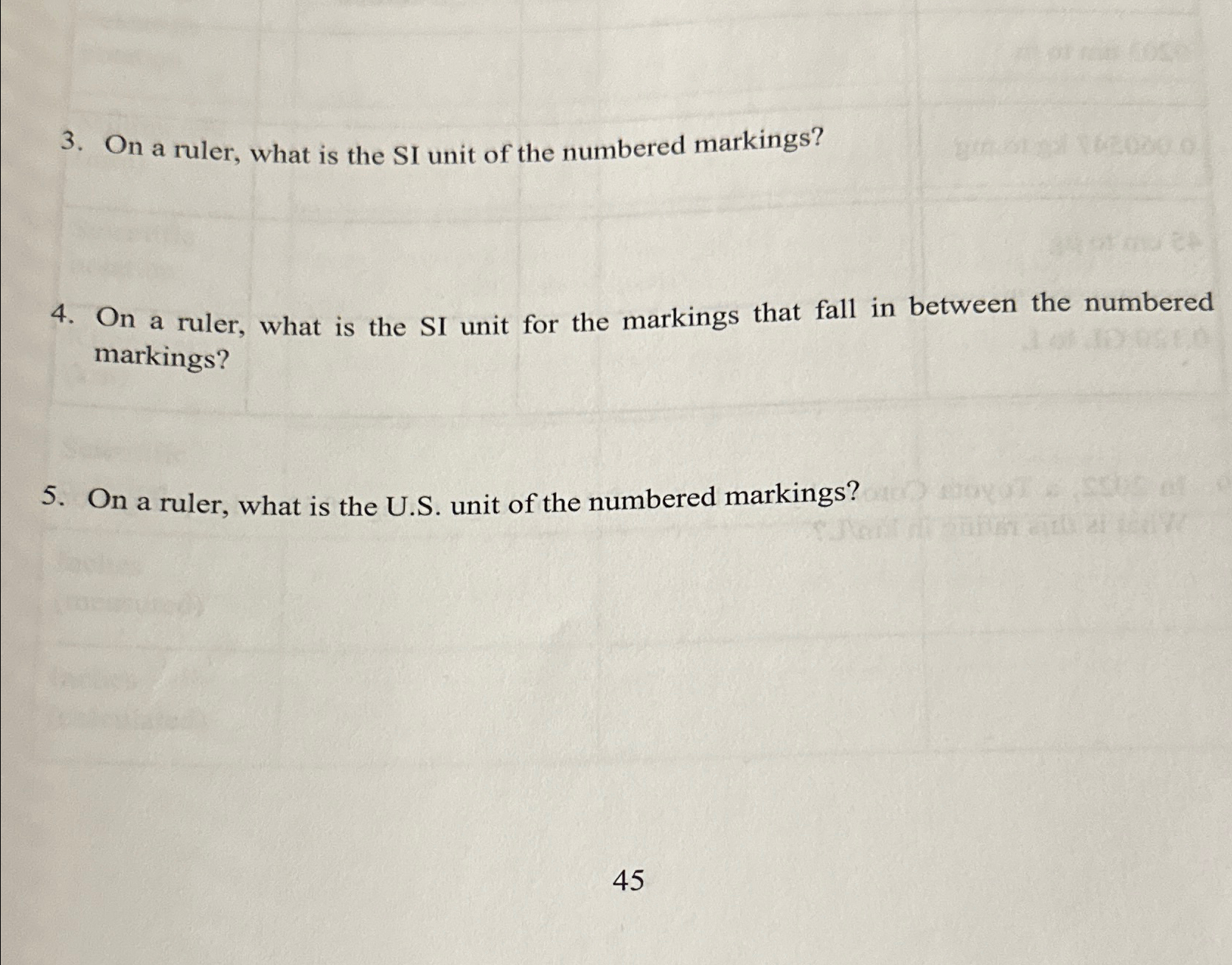 On a ruler, what is the SI unit of the numbered | Chegg.com
