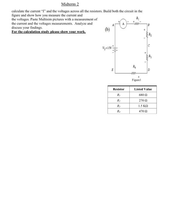Solved Midterm 2 calculate the current "I" and the voltages | Chegg.com
