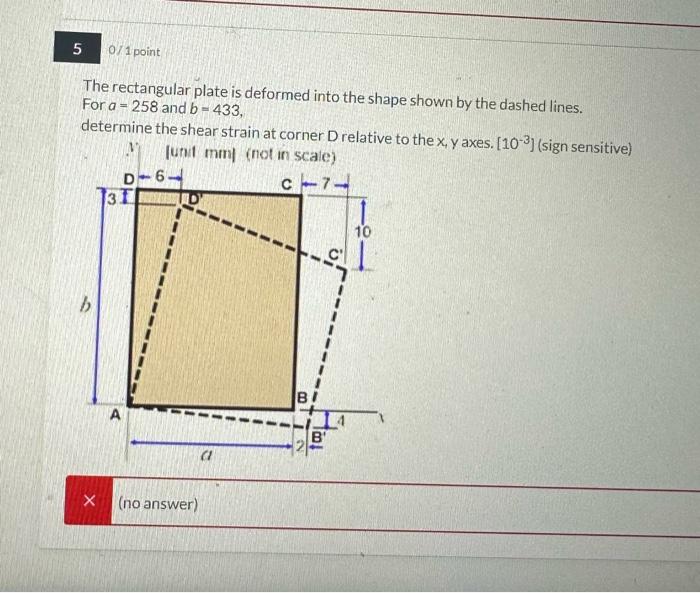 Solved The rectangular plate is deformed into the shape | Chegg.com