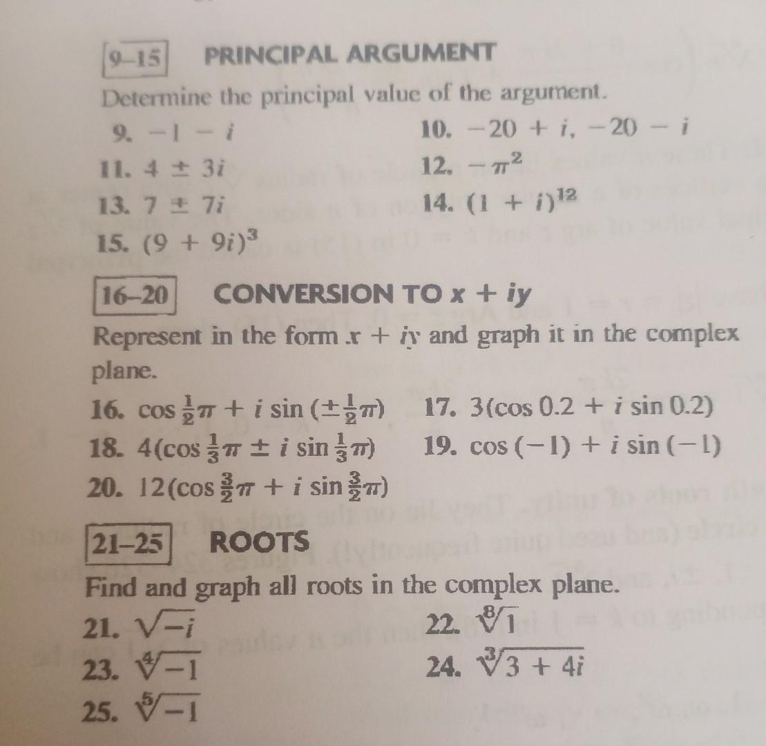 Solved Determine The Principal Value Of The Argument 9