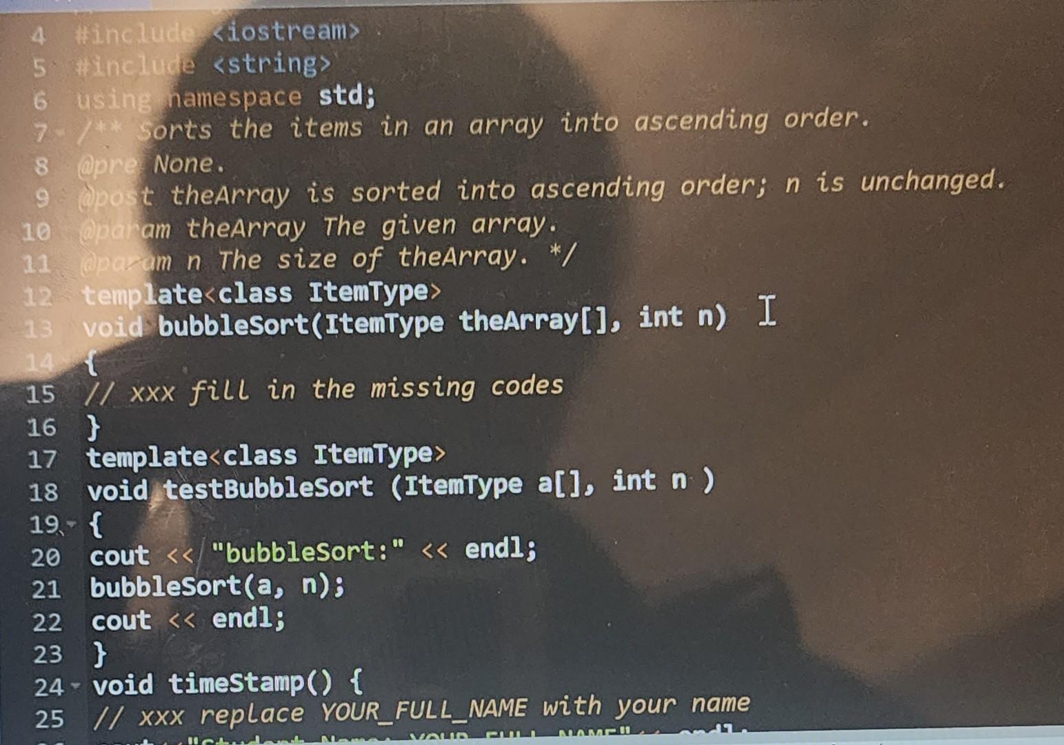Solved ie 〈string hamespace std; sorts the items in an array | Chegg.com