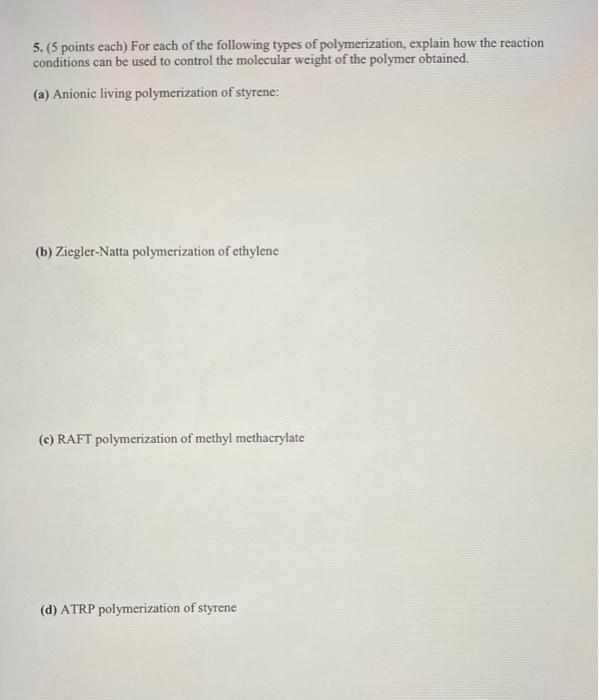 Solved 5. (5 points each) For each of the following types of | Chegg.com