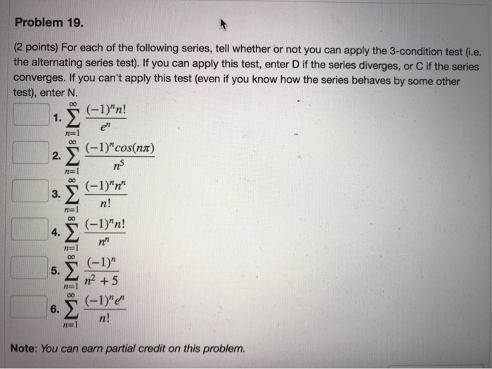 Solved Problem 19. (2 points) For each of the following | Chegg.com