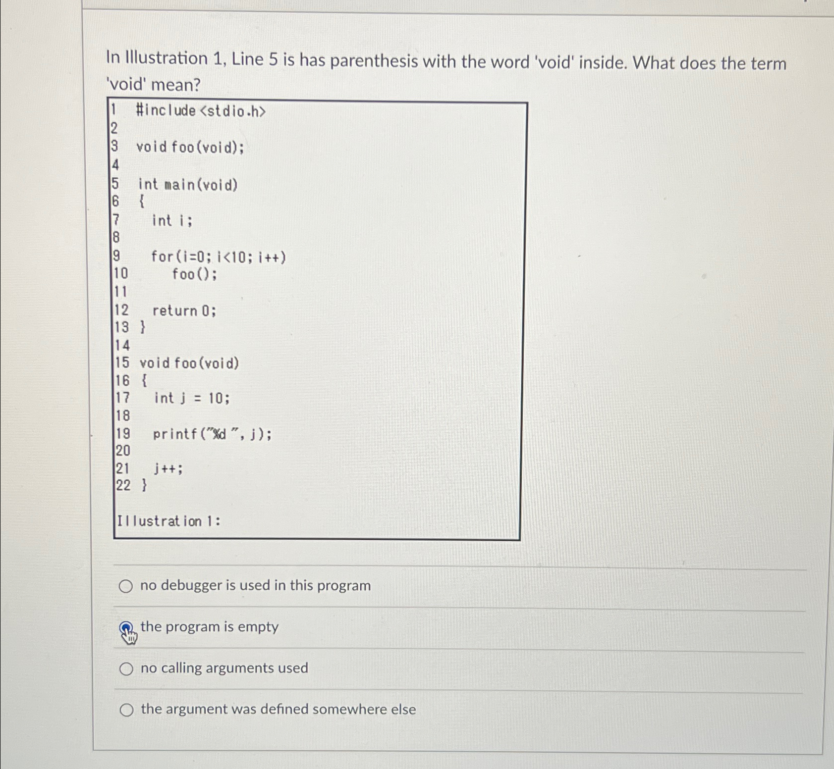 Solved In Illustration 1, ﻿Line 5 ﻿is has parenthesis with | Chegg.com