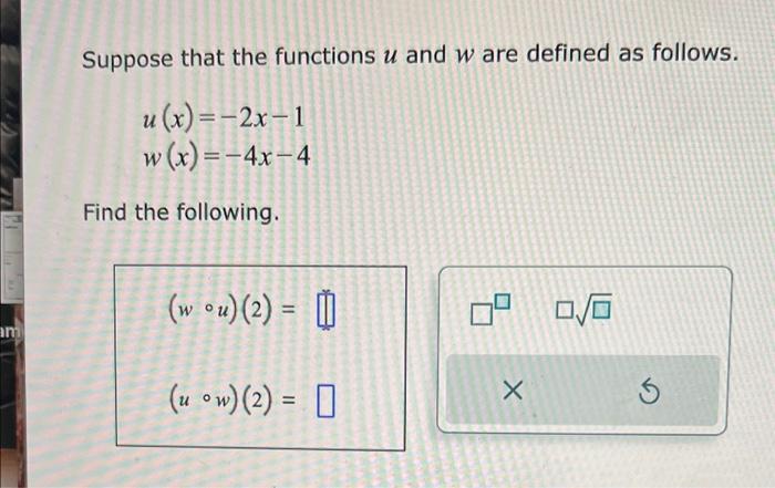 Solved Suppose that the functions u and w are defined as | Chegg.com