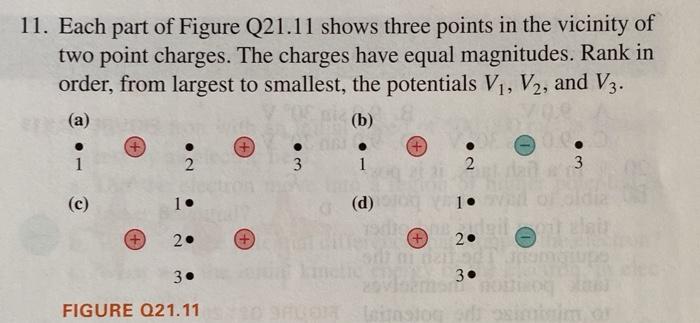 Solved 11. Each part of Figure Q21.11 shows three points in | Chegg.com