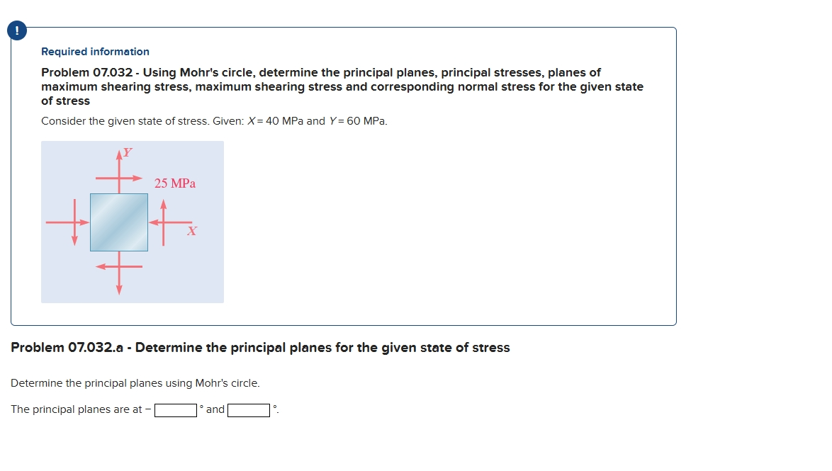 Solved Required information Problem 07.032 - Using Mohr's | Chegg.com