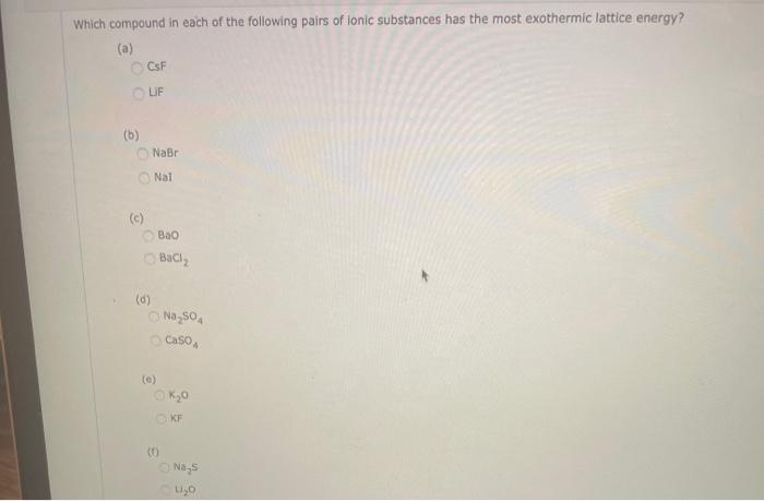 Solved Which compound in each of the following pairs of | Chegg.com